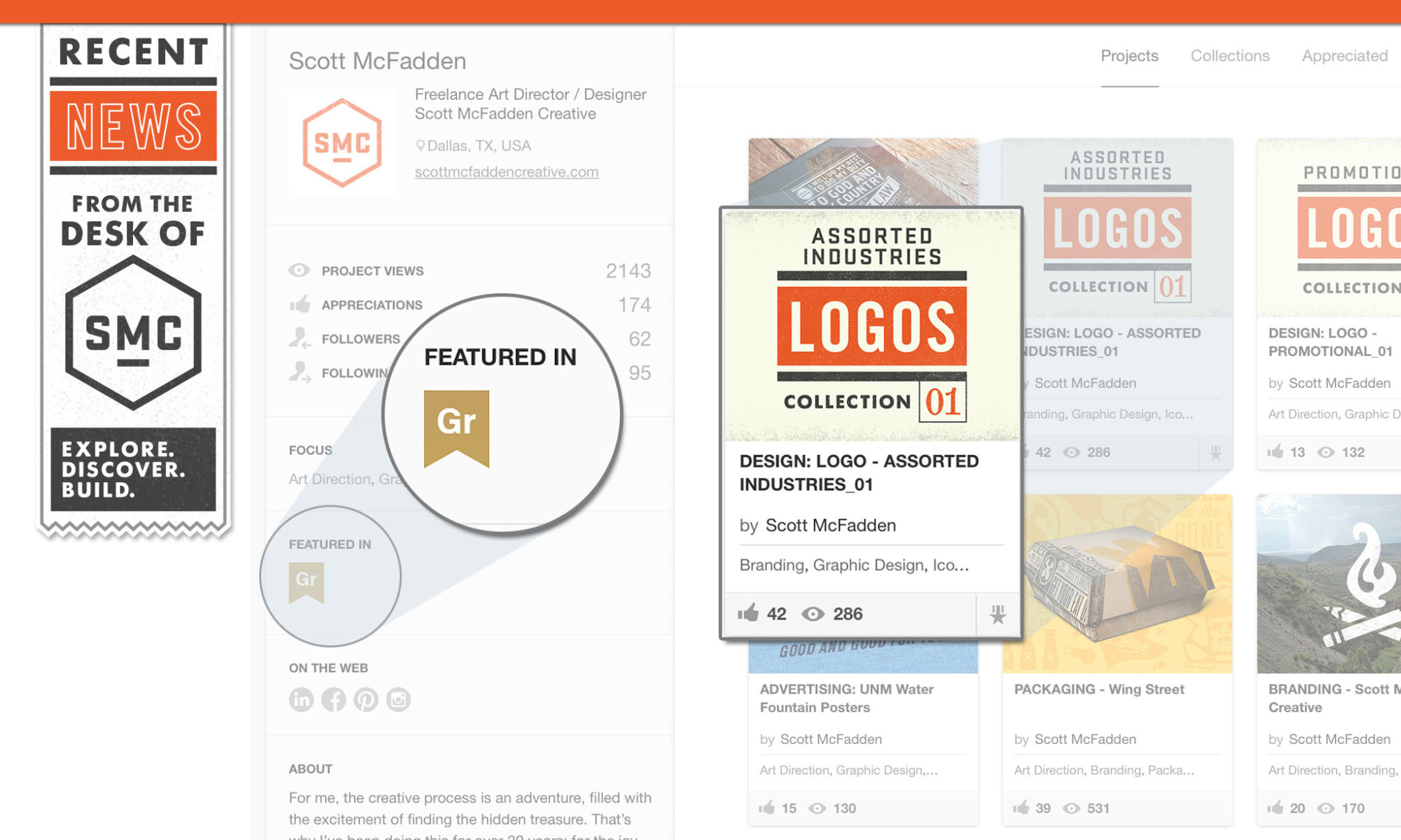 SMC Mini Badge of Honor - Behance Featured Scott Mcfadden Design Badges!